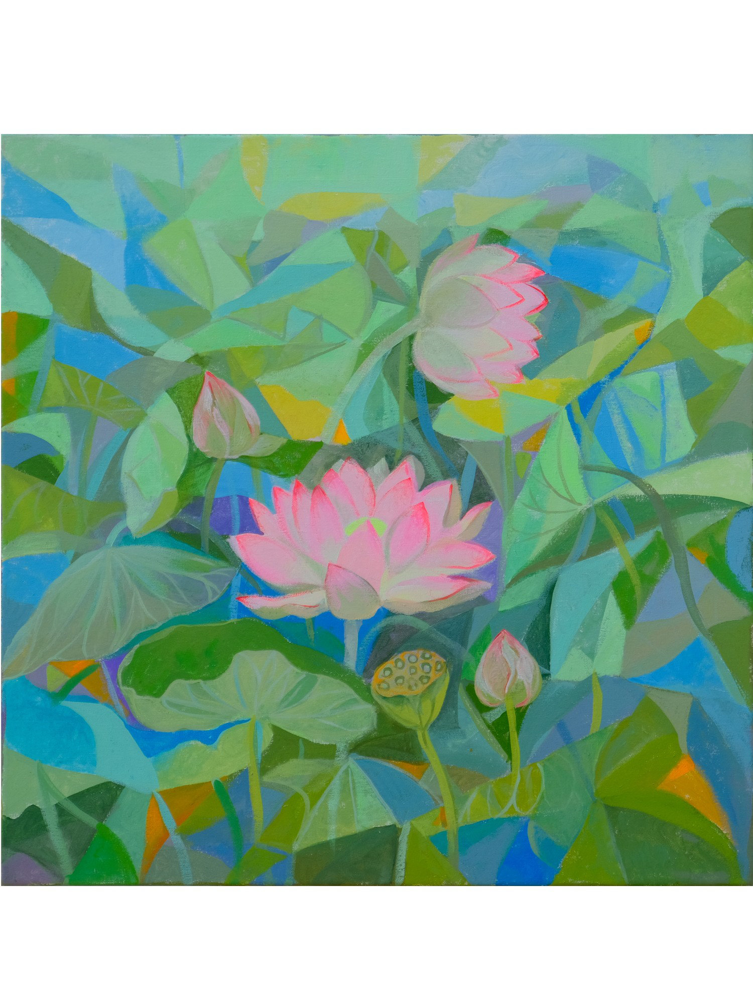 Exotic India Beautiful Lotus Pond Painting | Acrylic On Canvas | By Sumita Maity | Wayfair